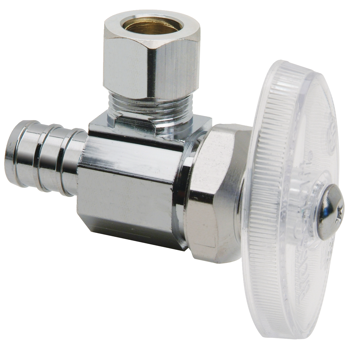 1/2 in. Nom Crimp PEX Barb x 1/4 in. O.D. Comp Angle Stop - BrassCraft
