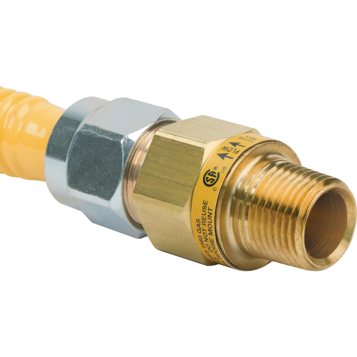 1/2 in. MIP x 1/2 in. MIP Stainless Steel Gas Connector w/Safety+Plus®2 ...