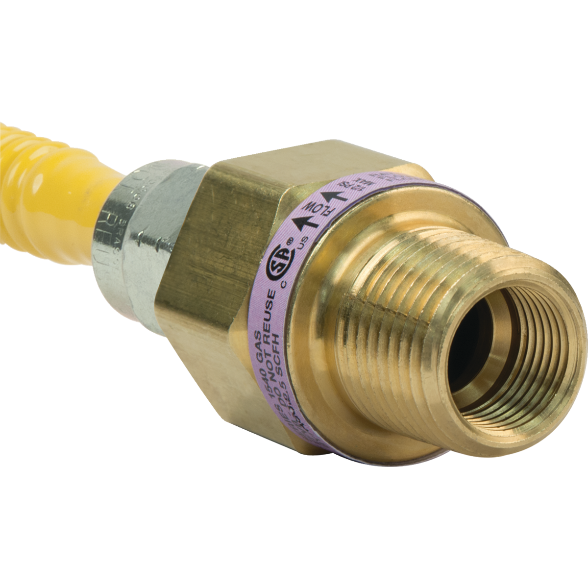 1/2 in. MIP x 3/8 in. FIP Stainless Steel Gas Connector with Safety ...