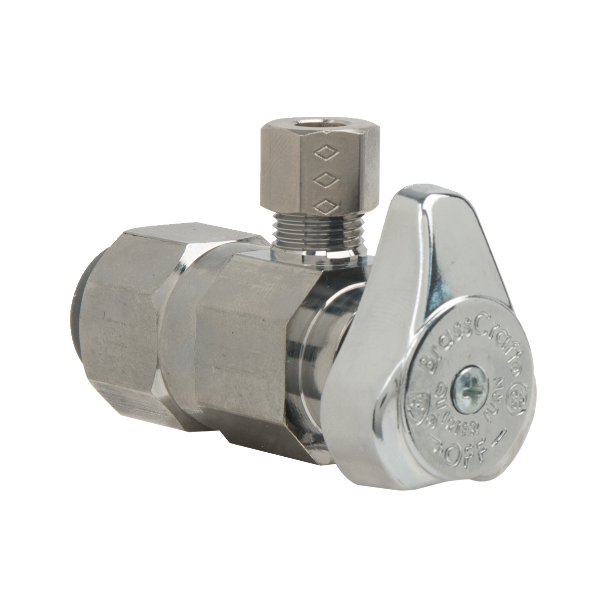 1/2 in. Nom Push Connect x 1/4 in. O.D. Comp Angle Stop - BrassCraft